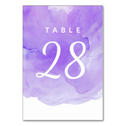 Wedding Table Number in Purple Watercolor | Zazzle