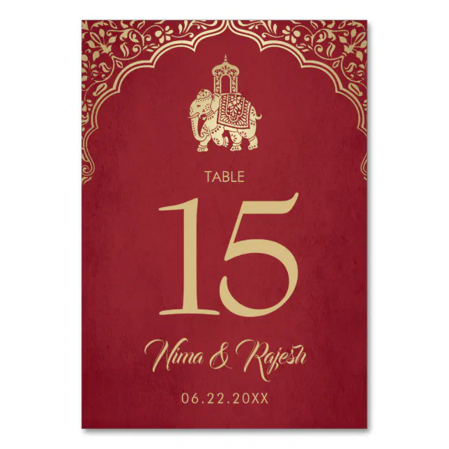 Wedding Table Number, Indian Wedding, Blue, Gold Table Number | Zazzle