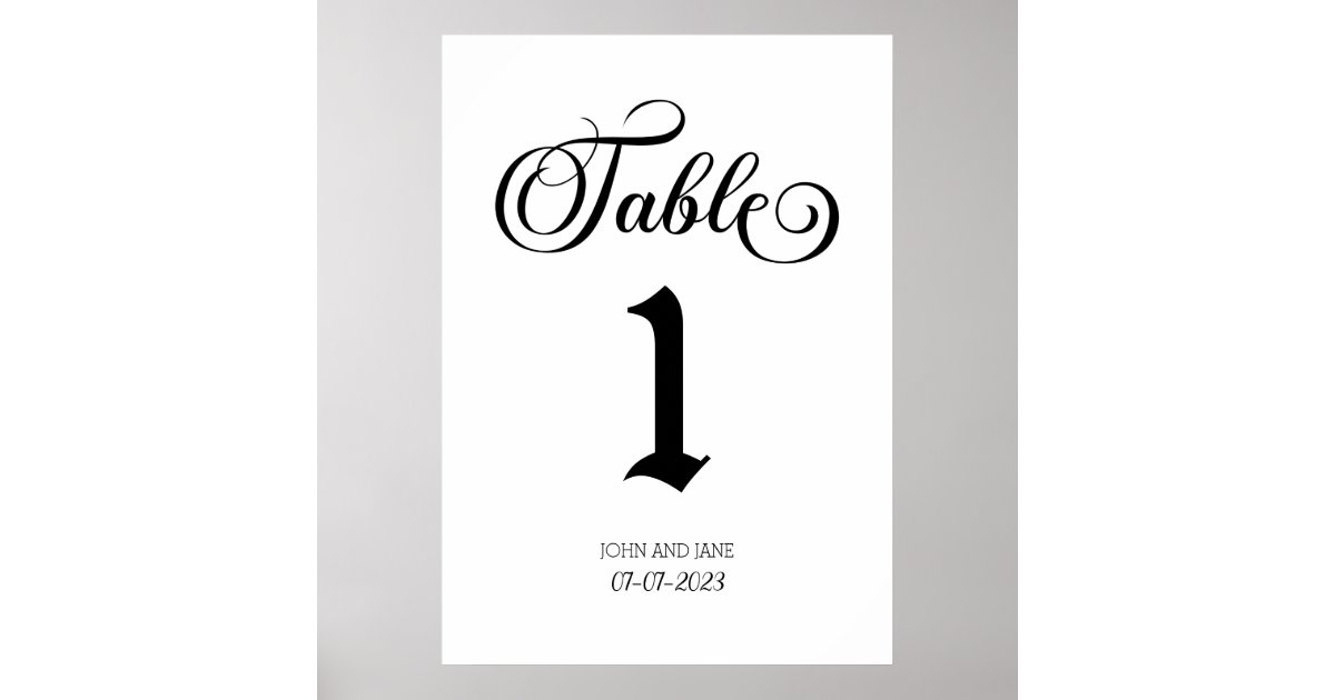 Wedding Table Number Poster | Zazzle