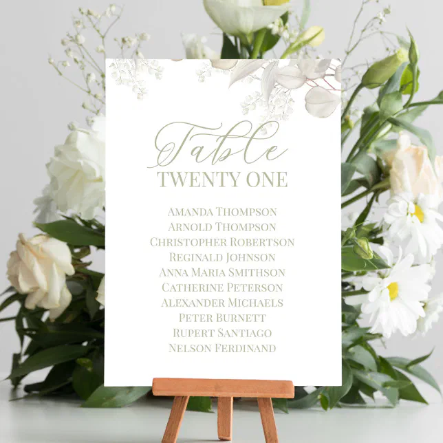 Wedding Table Number Sage Green Greenery | Zazzle