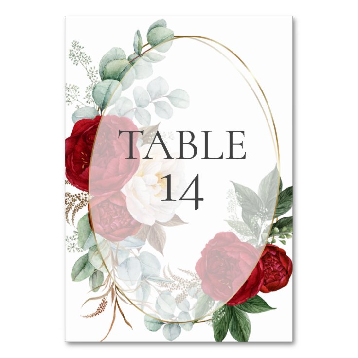 Wedding Table Number | Scarlet Red Peony Flowers | Zazzle