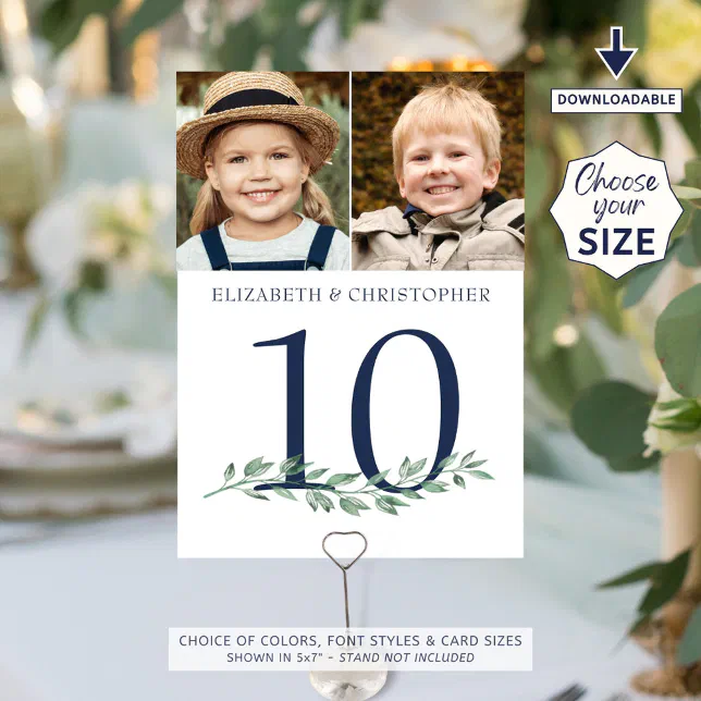 Wedding Table Number Sign Couple Photos | Zazzle