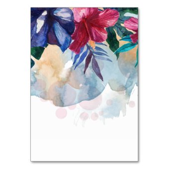 Wedding Table Number | Tropical Watercolor Flowers | Zazzle