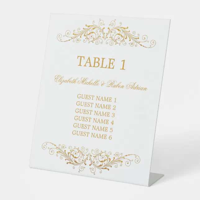 Wedding Table Number with Guest List Pedestal Sign | Zazzle