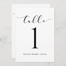 Wedding Table Numbers 5x7 Modern Swirly Script | Zazzle