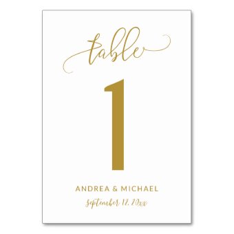 Wedding Table Numbers | Bounce Script (Gold) 1 | Zazzle