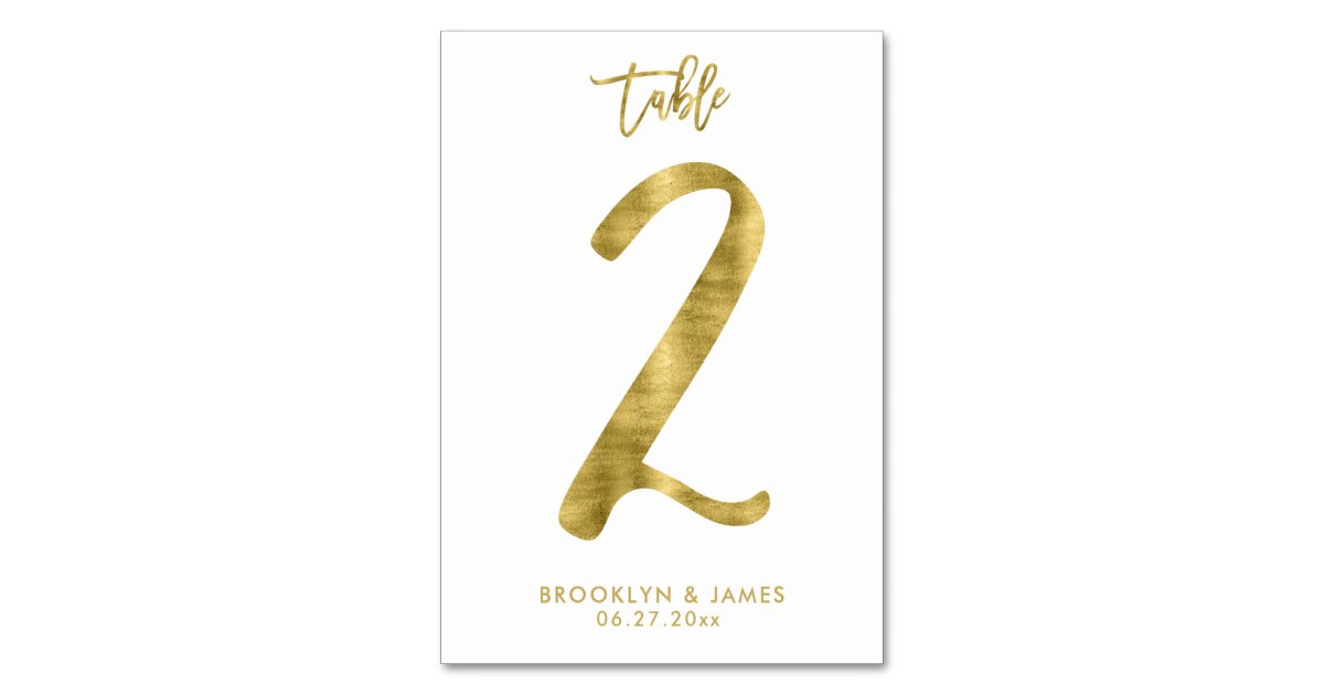 Wedding Table Numbers Gold Foil Effect Number 2 | Zazzle