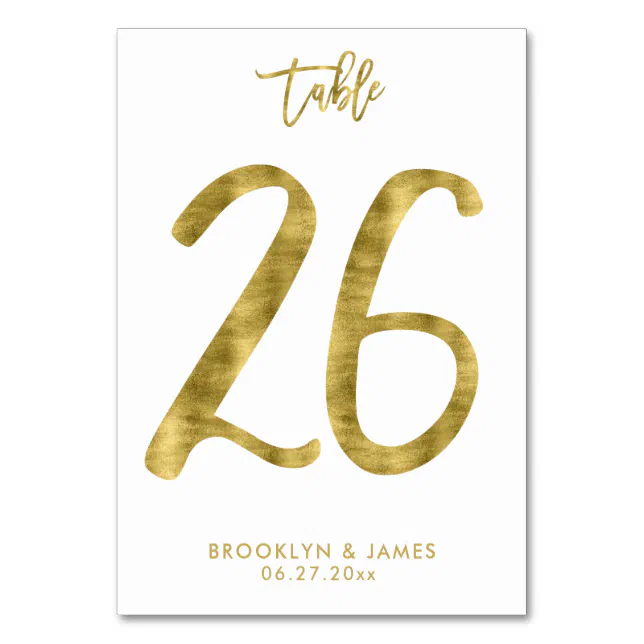 Wedding Table Numbers Gold Foil Effect Number 26 | Zazzle