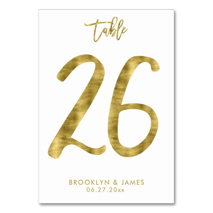 Wedding Table Numbers Gold Foil Effect Number 26 | Zazzle.com