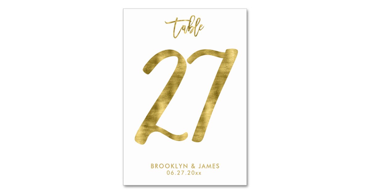Wedding Table Numbers Gold Foil Effect Number 27 | Zazzle