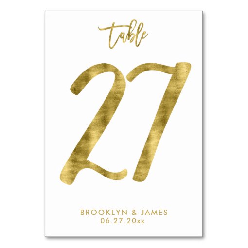 Wedding Table Numbers Gold Foil Effect Number 27 | Zazzle