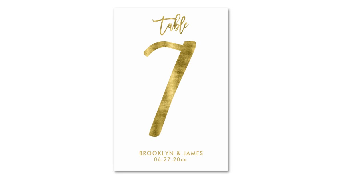 Wedding Table Numbers Gold Foil Effect Number 7 | Zazzle