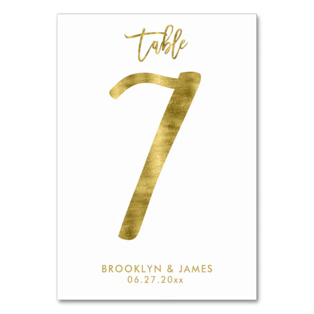 Wedding Table Numbers Gold Foil Effect Number 7 | Zazzle