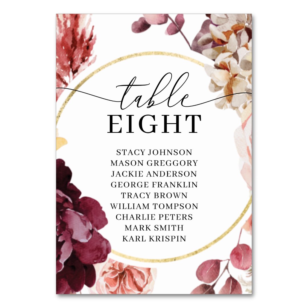 Wedding Table Numbers Seating Chart | Zazzle