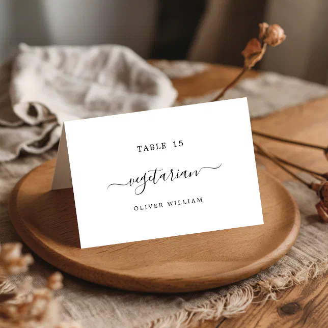 Wedding Table Place Cards Guest Name & Meal Choice | Zazzle