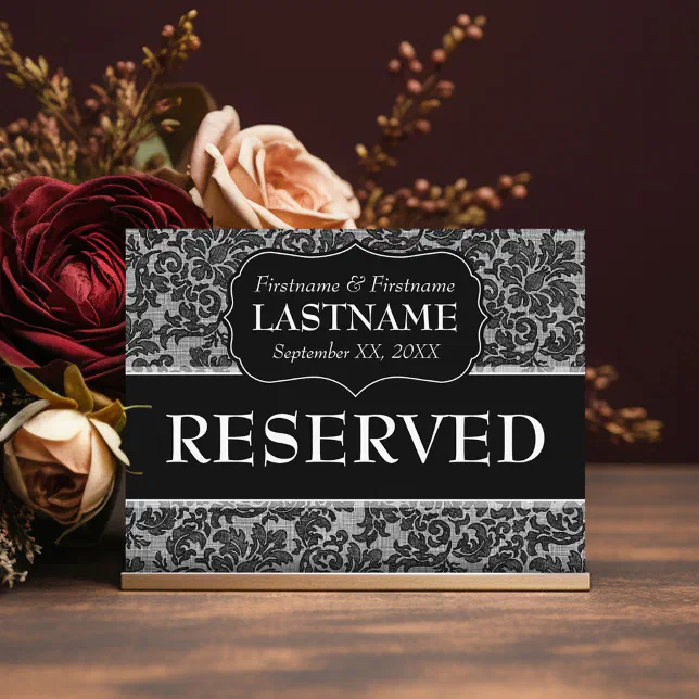 Wedding Table RESERVED Sign Lace Pattern Postcard | Zazzle