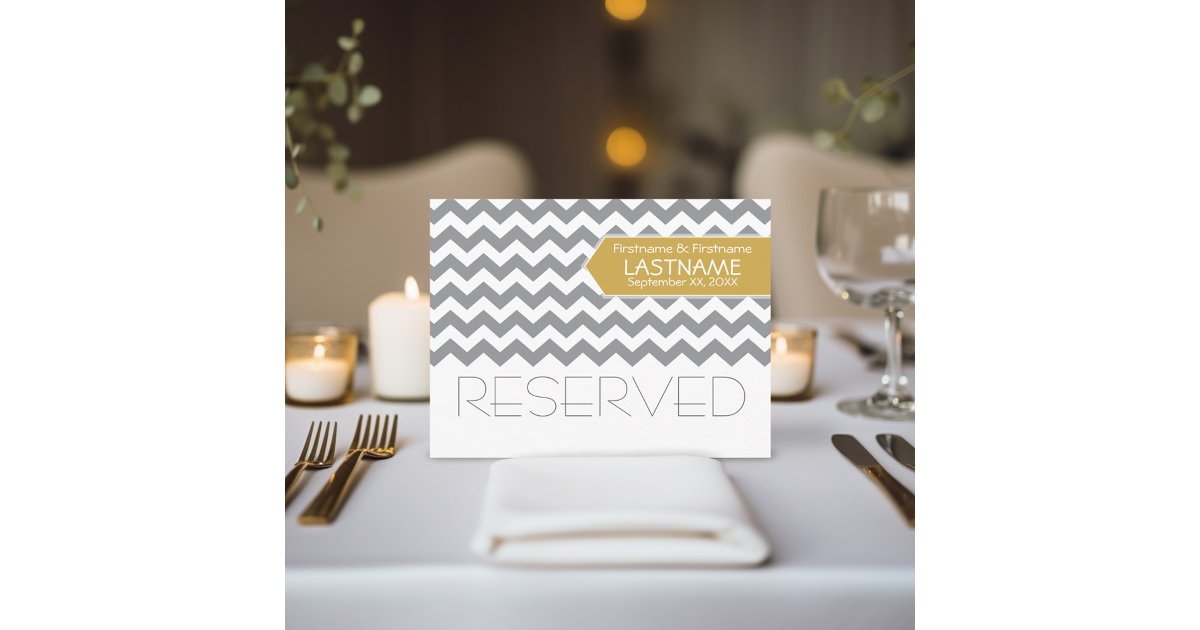 Wedding Table RESERVED Sign Modern Chevron Postcard | Zazzle