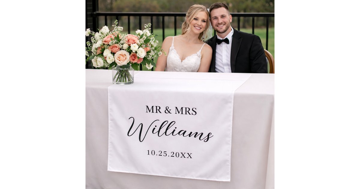 Wedding Table Runner Personalized Tapestry Banner | Zazzle