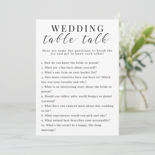 Wedding Table Talks Game Invitation | Zazzle