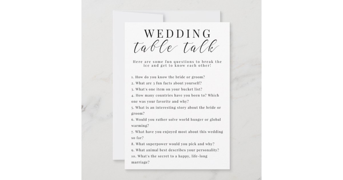 Wedding Table Talks Game Invitation | Zazzle