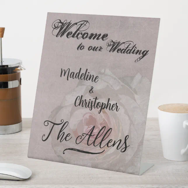 Wedding Table Top Sign Welcome Rose Pink Customize | Zazzle