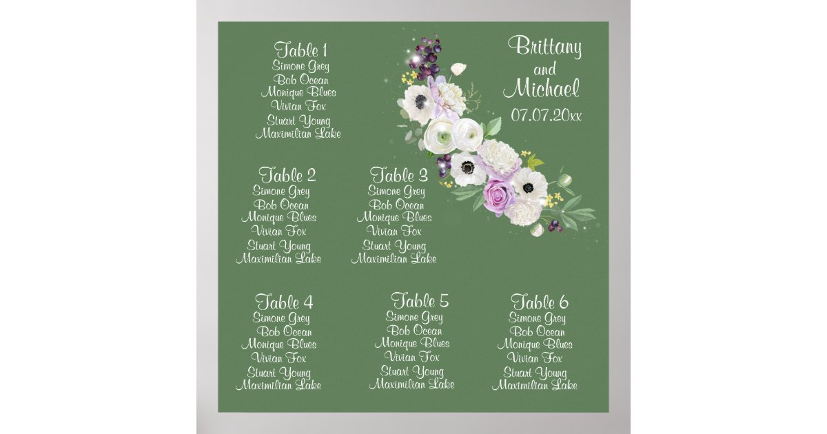 Wedding Tableau Seating Chart Poster | Zazzle