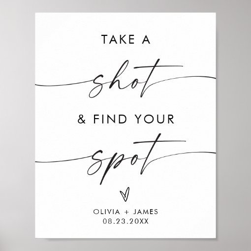 Wedding Take A Shot Sign, Wedding Seating Sign | Zazzle