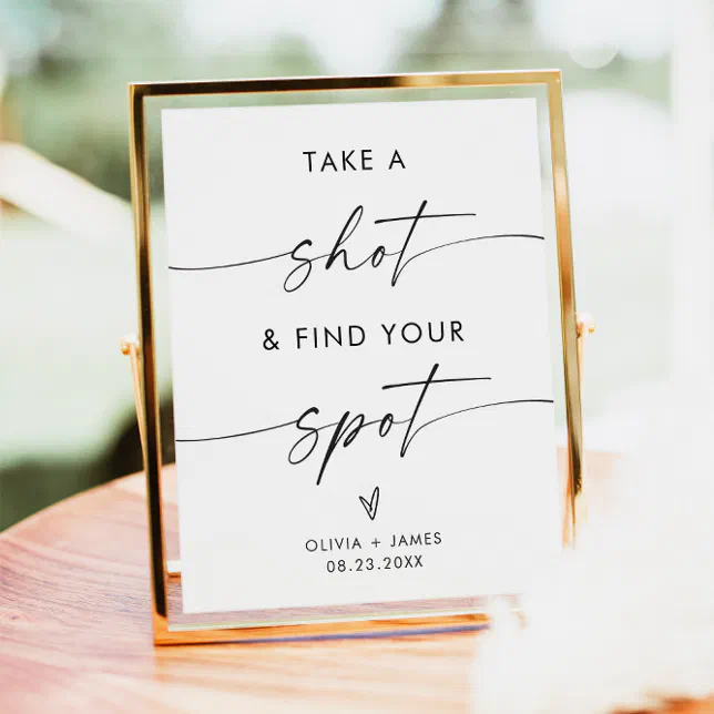 Wedding Take A Shot Sign, Wedding Seating Sign | Zazzle