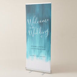Wedding teal aqua modern art welcome banner | Zazzle