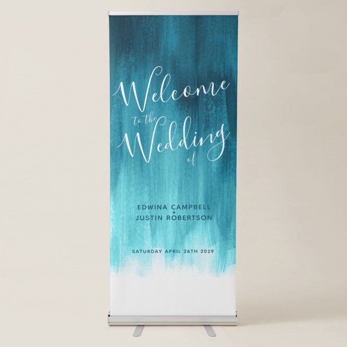 Wedding teal aqua modern art welcome banner | Zazzle.com