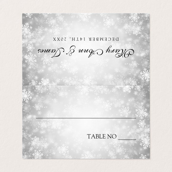 Wedding Tent Placecards Silver Winter Wonderland | Zazzle.com