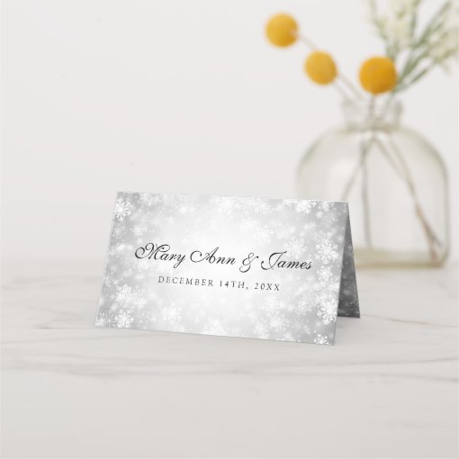 Wedding Tent Placecards Silver Winter Wonderland | Zazzle