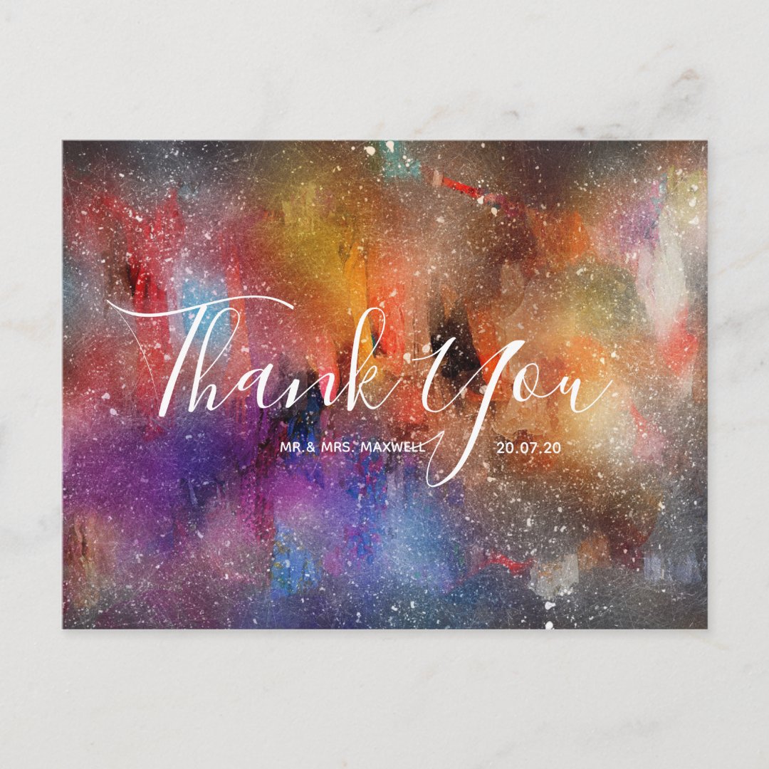 Wedding Thank You Bold Watercolour Script Postcard | Zazzle