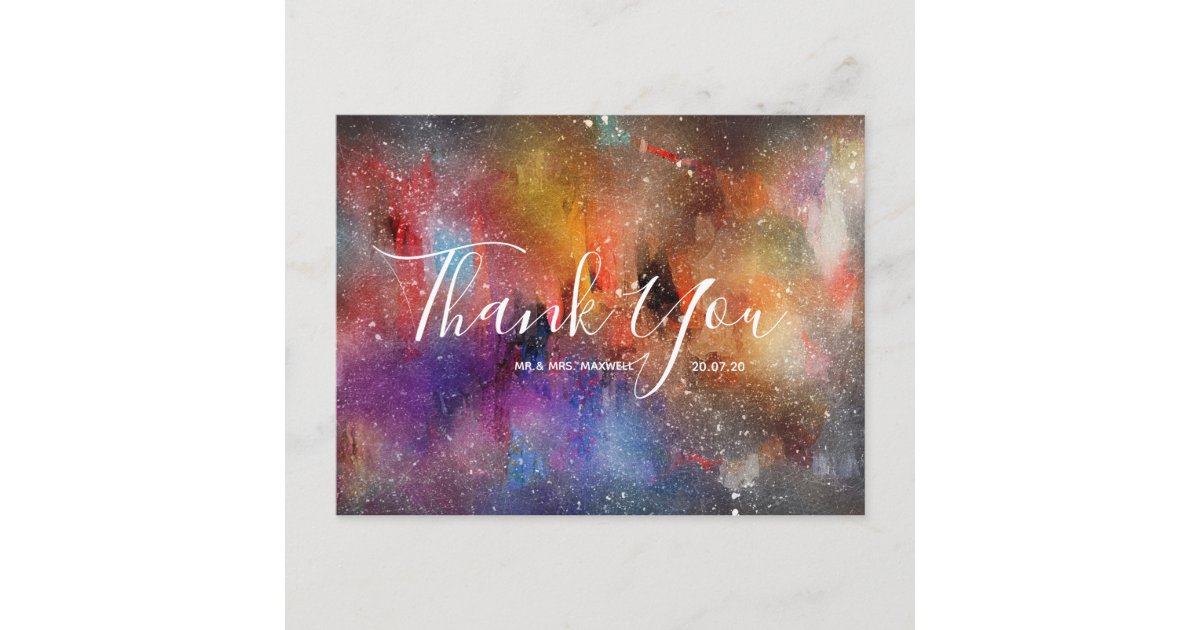 Wedding Thank You Bold Watercolour Script Postcard | Zazzle