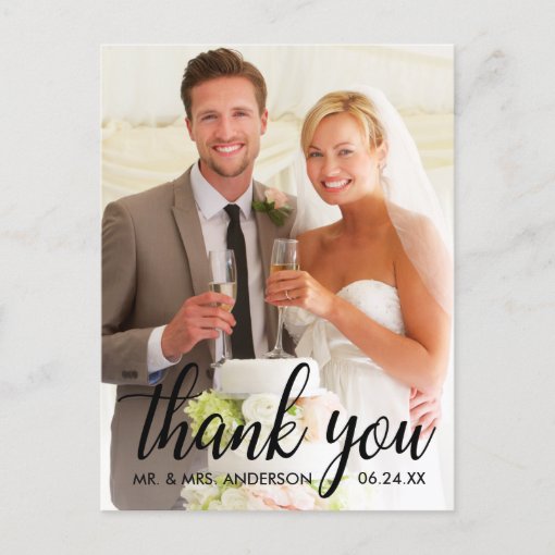 Wedding Thank You Bride and Groom Photo B Postcard | Zazzle