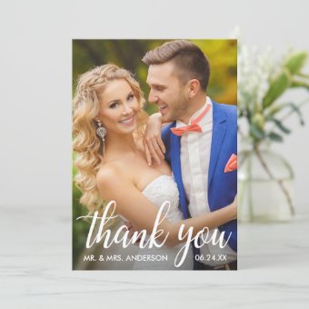 Wedding Thank You Bride and Groom Photo Card | Zazzle