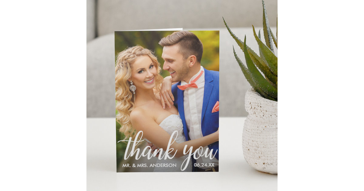 Wedding Thank You Bride and Groom Photo Fold Card | Zazzle