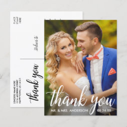 Wedding Thank You Bride and Groom Photo Postcard | Zazzle