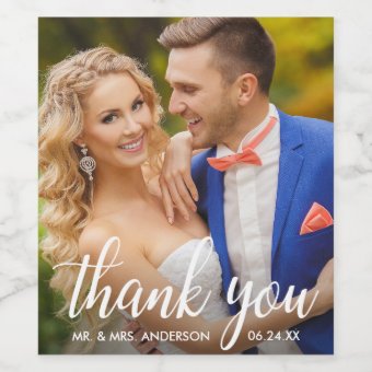 Wedding Thank You Bride and Groom Photo Wine Label | Zazzle