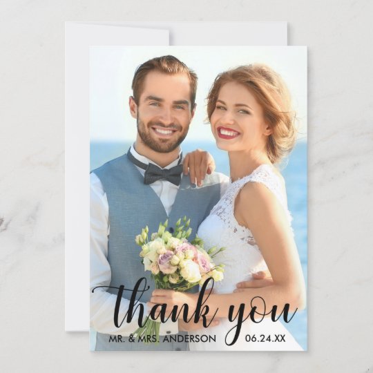 Wedding Thank You Bride Groom Photo Card B | Zazzle.com