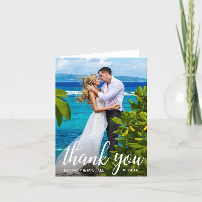 Wedding Thank You Bride Groom Photo Note Card | Zazzle