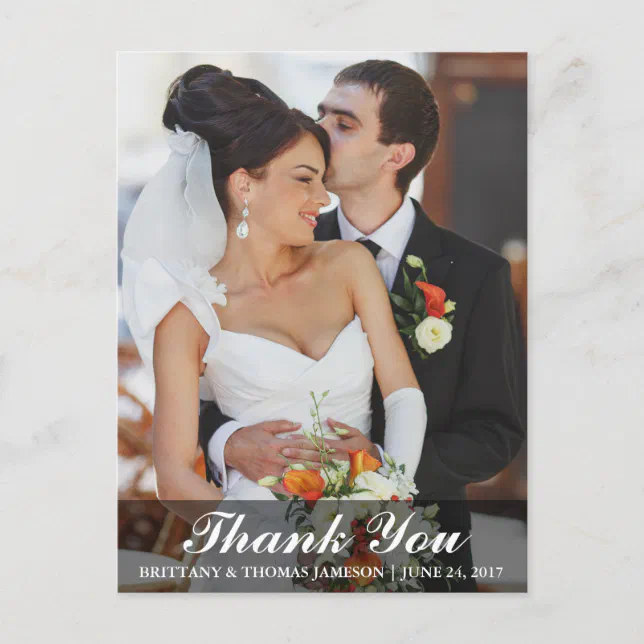 Wedding Thank You Bride & Groom Photo Postcard WL | Zazzle