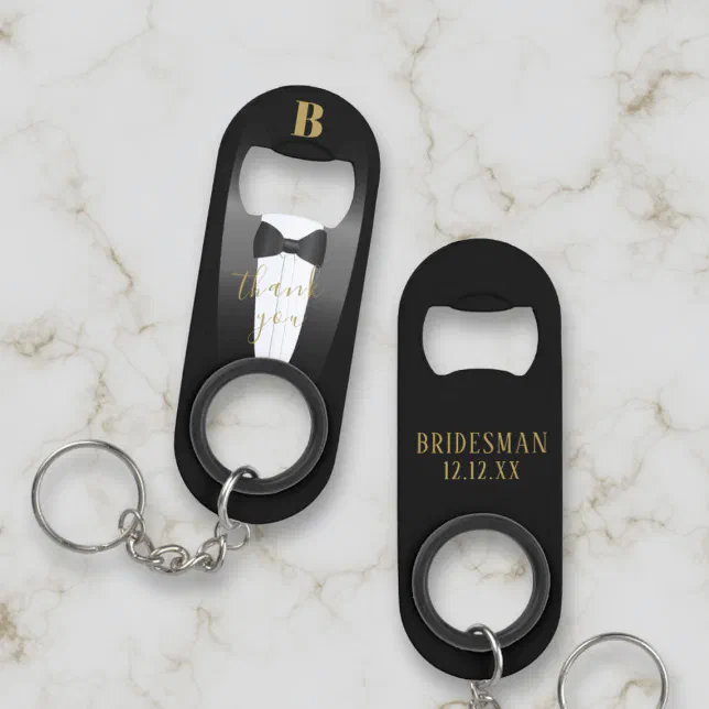 Wedding Thank You Bridesman Keychain Bottle Opener | Zazzle
