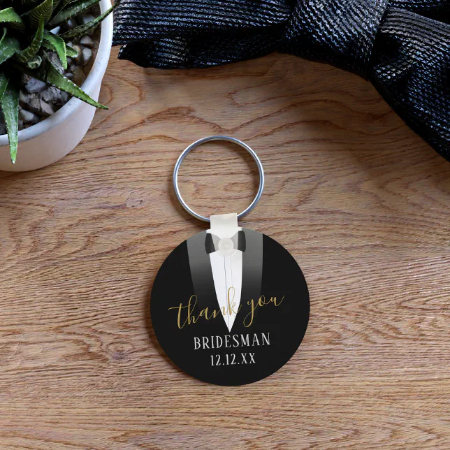 Wedding Thank You Bridesman Tuxedo Keychain | Zazzle
