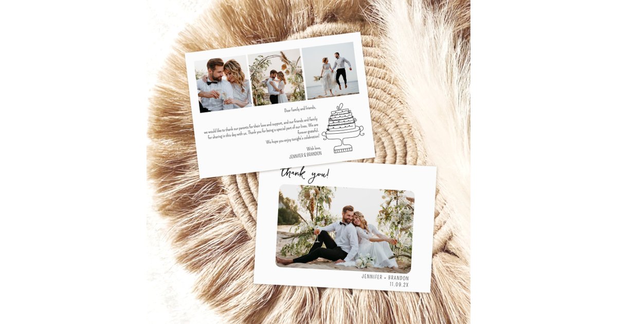 Wedding thank you card scribble cake | Zazzle