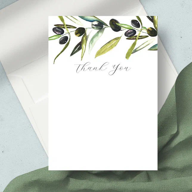 Wedding Thank You Cards Elegant Olive Branch | Zazzle