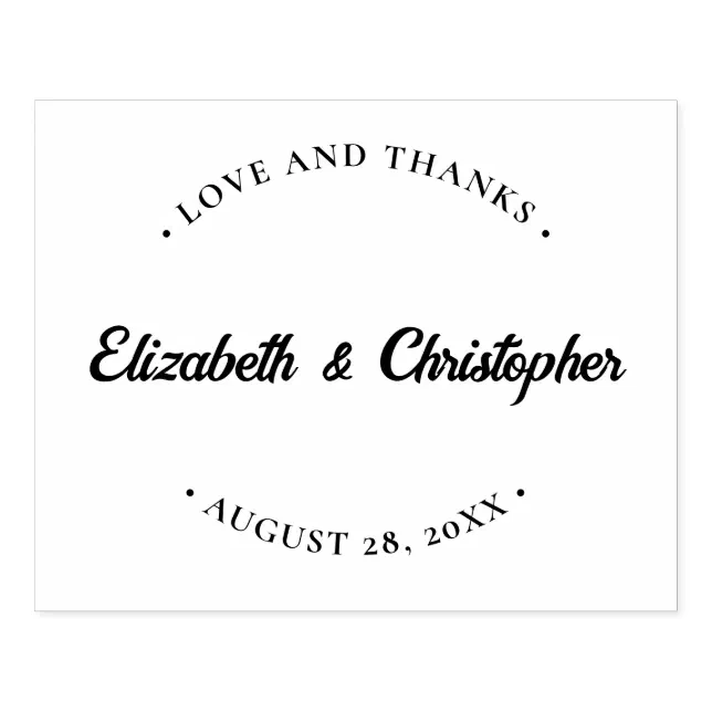 Wedding Thank you Custom Love and thanks Rubber Stamp | Zazzle