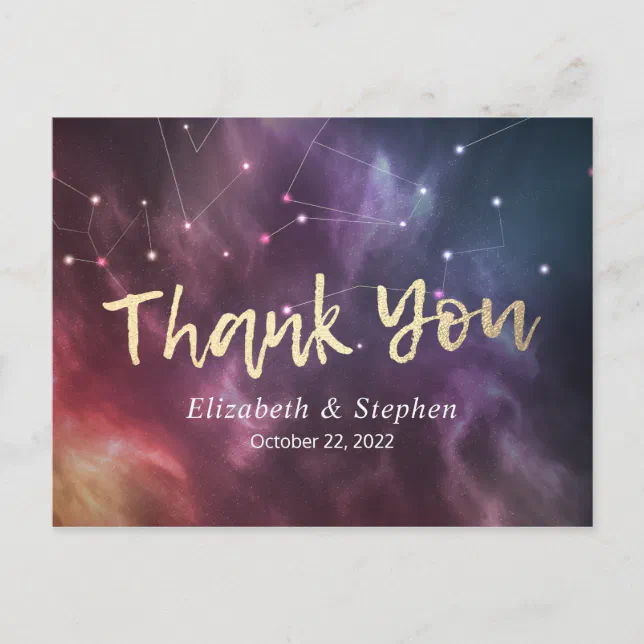 Wedding Thank You Galaxy Star Nebula Constellation Postcard | Zazzle