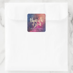Wedding Thank You Galaxy Star Nebula Constellation Square Sticker | Zazzle