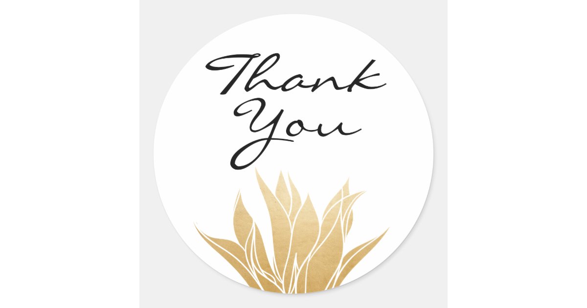 Wedding Thank You Gold Floral Classic Round Sticker | Zazzle
